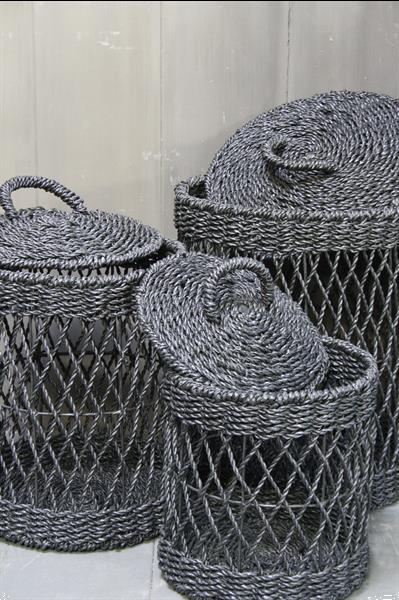 Wasmand - Zwart - Riet - S - 30 x 30 x 40 Cm Kopen | Sanitair